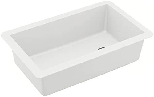 Karran QU-670 Undermount Quartz Composite 32 in. Single Bowl Kitchen Sink in White