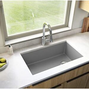 Karran QU-670 Undermount Quartz Composite 32 in. Single Bowl Kitchen Sink in White