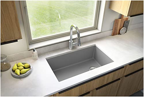 Karran QU-670 Undermount Quartz Composite 32 in. Single Bowl Kitchen Sink in White