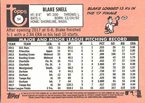 2018 Topps Heritage #54 Blake Snell Rays MLB Baseball Card NM-MT