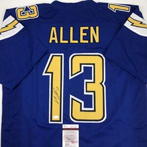 autographed/signed keenan allen los angeles la color rush blue football jersey jsa coa