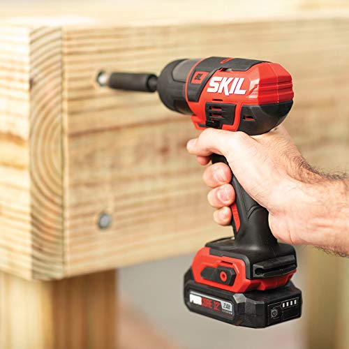 SKIL 2-Tool Kit: PWRCore 12 Brushless 12V 1/2 Inch Cordless Drill Driver and 1/4 Inch Hex Impact Driver, Includes Two 2.0Ah Lithium Batteries and One Standard Charger - CB738501