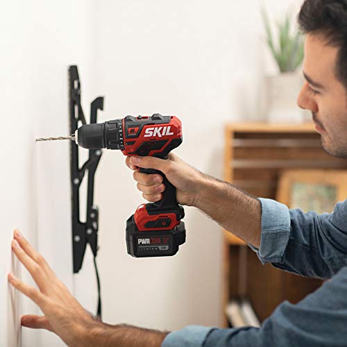 SKIL 2-Tool Kit: PWRCore 12 Brushless 12V 1/2 Inch Cordless Drill Driver and 1/4 Inch Hex Impact Driver, Includes Two 2.0Ah Lithium Batteries and One Standard Charger - CB738501