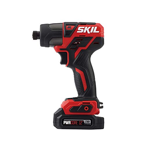 SKIL 2-Tool Kit: PWRCore 12 Brushless 12V 1/2 Inch Cordless Drill Driver and 1/4 Inch Hex Impact Driver, Includes Two 2.0Ah Lithium Batteries and One Standard Charger - CB738501