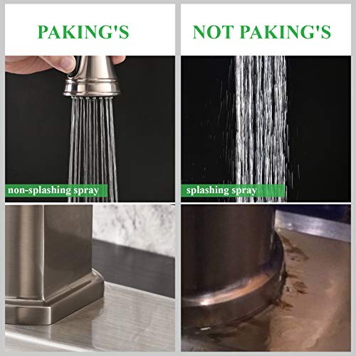 PAKING Kitchen Faucet, Kitchen Sink Faucet, Sink Faucet, Brushed Nickel Kitchen Faucets with Pull-Down Sprayer, Stainless Steel Bar Kitchen Faucet, Sweep Spray