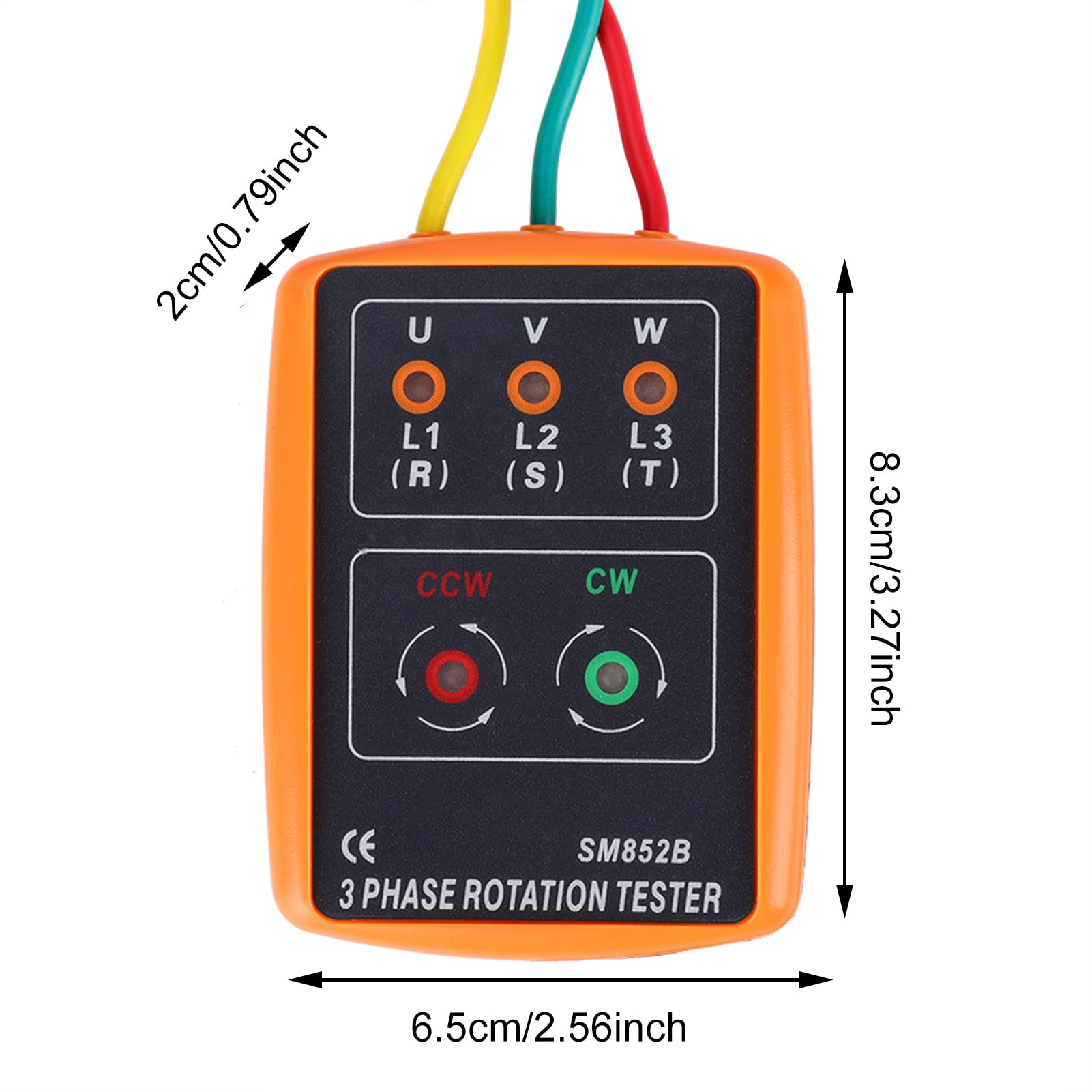 SM-852B 60V~600V AC 3 Phase Sequence Presence Rotation Indicator Tester Detector Meter with LED and Buzzer Tester Phase Indicator