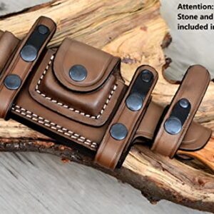 Ottoza Handmade Leather Knife Sheath RIGHT HAND Tracker Knife Sheath - Bushcraft Knife Sheath - Hunting Knife Sheath - Survival Knife Sheath Horizontal Carry Dark Brown TOP GRAIN LEATHER No:37