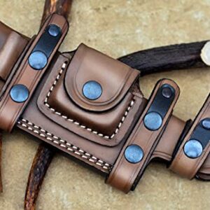 Ottoza Handmade Leather Knife Sheath RIGHT HAND Tracker Knife Sheath - Bushcraft Knife Sheath - Hunting Knife Sheath - Survival Knife Sheath Horizontal Carry Dark Brown TOP GRAIN LEATHER No:37