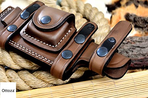 Ottoza Handmade Leather Knife Sheath RIGHT HAND Tracker Knife Sheath - Bushcraft Knife Sheath - Hunting Knife Sheath - Survival Knife Sheath Horizontal Carry Dark Brown TOP GRAIN LEATHER No:37