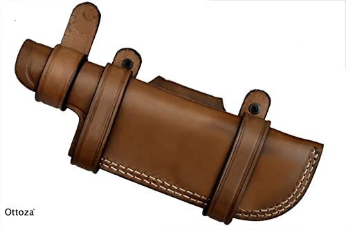 Ottoza Handmade Leather Knife Sheath RIGHT HAND Tracker Knife Sheath - Bushcraft Knife Sheath - Hunting Knife Sheath - Survival Knife Sheath Horizontal Carry Dark Brown TOP GRAIN LEATHER No:37