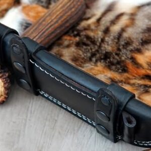 Ottoza Handmade Leather Knife Sheath LEFT HAND Bushcraft Knife Sheath - Hunting Knife Sheath - Survival Knife Sheath - Fixed Blade Knife Sheath Horizontal Carry Black TOP GRAIN LEATHER No:40