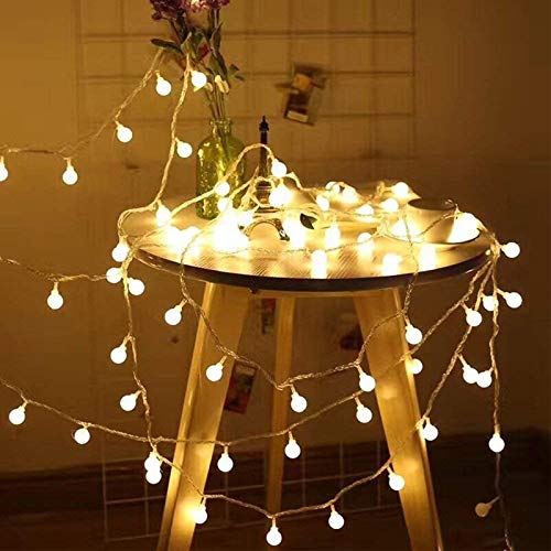 RaThun Globe String Lights 49 Feet 100 led,8 Modes Fairy Plug in Indoor String Lights for Bedroom,Classroom,Outdoor, Patio,Garden,Party,Wedding-Warm White