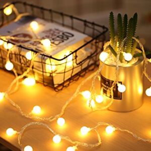 RaThun Globe String Lights 49 Feet 100 led,8 Modes Fairy Plug in Indoor String Lights for Bedroom,Classroom,Outdoor, Patio,Garden,Party,Wedding-Warm White