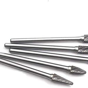 Carbide Burrs Set 5pcs JESTUOUS 1/4 Inch Shank Diameter Extended Long Double Cut edge Solid Tungsten Carbide Burr Rotery File for Die Grinder Bits Drilling