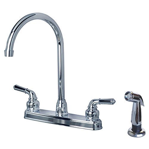 Laguna Brass 1201SPCP RV Mobile Home Non-Metallic High Arc Swivel Kitchen Sink Faucet with Side Spray, Chrome Finish