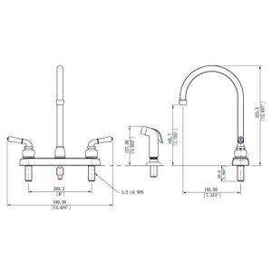 Laguna Brass 1201SPCP RV Mobile Home Non-Metallic High Arc Swivel Kitchen Sink Faucet with Side Spray, Chrome Finish