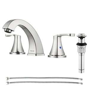 parlos widespread double handles bathroom faucet with pop up drain and cupc faucet supply lines, brushed nickel, doris 14172