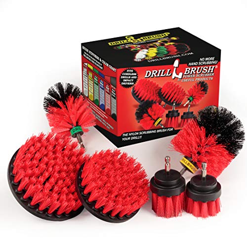 Cleaning Supplies - Drill Brush - The Ultimate Stiff Bristle Cleaning Attachment Kit - Outdoor - Fire Pit - Fountain - Scrub Brush - Garden - Patio - Grout Cleaner - Concrete - Marble - Headstone