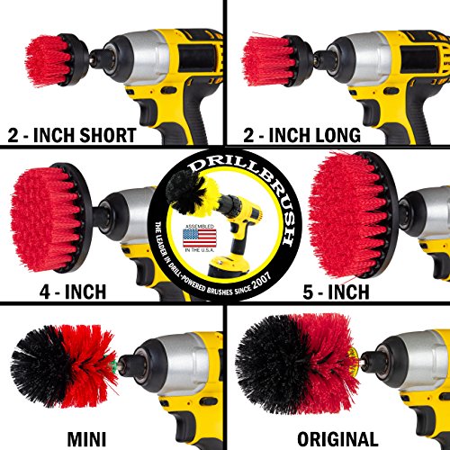 Cleaning Supplies - Drill Brush - The Ultimate Stiff Bristle Cleaning Attachment Kit - Outdoor - Fire Pit - Fountain - Scrub Brush - Garden - Patio - Grout Cleaner - Concrete - Marble - Headstone