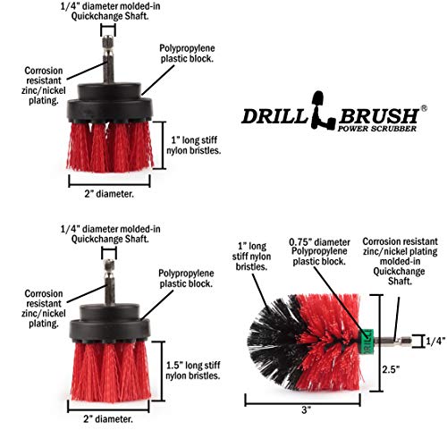 Cleaning Supplies - Drill Brush - The Ultimate Stiff Bristle Cleaning Attachment Kit - Outdoor - Fire Pit - Fountain - Scrub Brush - Garden - Patio - Grout Cleaner - Concrete - Marble - Headstone