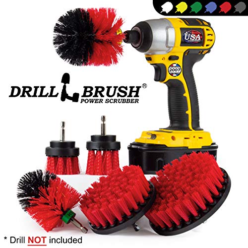 Cleaning Supplies - Drill Brush - The Ultimate Stiff Bristle Cleaning Attachment Kit - Outdoor - Fire Pit - Fountain - Scrub Brush - Garden - Patio - Grout Cleaner - Concrete - Marble - Headstone