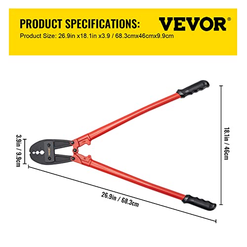 VEVOR 30 Inch Hand Swager Crimper 3 Cavity 5/32" 1/4" 5/16" Swaging Tool for Copper & Aluminum Oval Sleeves & Stop Sleeves Wire Rope Crimping Tool Propress Swage Tool Long Handle Labor Save