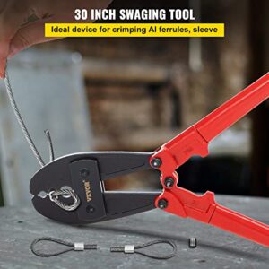 VEVOR 30 Inch Hand Swager Crimper 3 Cavity 5/32" 1/4" 5/16" Swaging Tool for Copper & Aluminum Oval Sleeves & Stop Sleeves Wire Rope Crimping Tool Propress Swage Tool Long Handle Labor Save