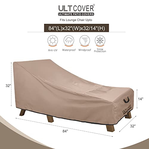 ULTCOVER Waterproof Patio Lounge Chair Cover Heavy Duty Outdoor Chaise Lounge Covers 2 Pack - 84L x 32W x 32H inch