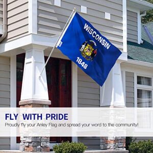 ANLEY Fly Breeze 3x5 Foot Wisconsin State Flag - Vivid Color and Fade Proof - Canvas Header and Double Stitched - Wisconsin WI Flags Polyester with Brass Grommets 3 X 5 Ft