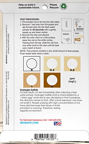 Industrial Test Systems 481167 WaterWorks Hydrogen Sulfide Water Test Strips, 30 foil Packed Tests