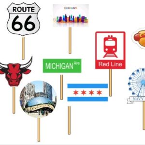 12 Handmade Chicago City Theme Party Cupcake Toppers Picks