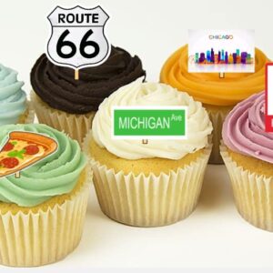 12 Handmade Chicago City Theme Party Cupcake Toppers Picks