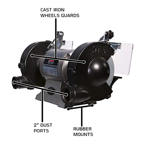 JET 6-Inch Bench Grinder with Wire Wheel, 1/2 HP, 3450 RPM, 115V (JBG-6W)