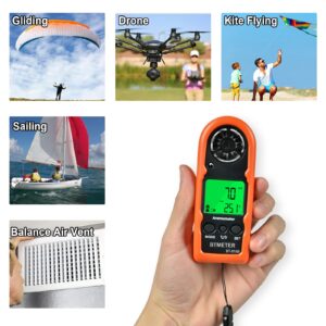 BTMETER BT-816B Handheld Anemometer, Compact Digital Wind Speed Meter Gauge for Air Flow Velocity, Wind Temperature Test with LCD Backlight, Max/Average, Wind Chill