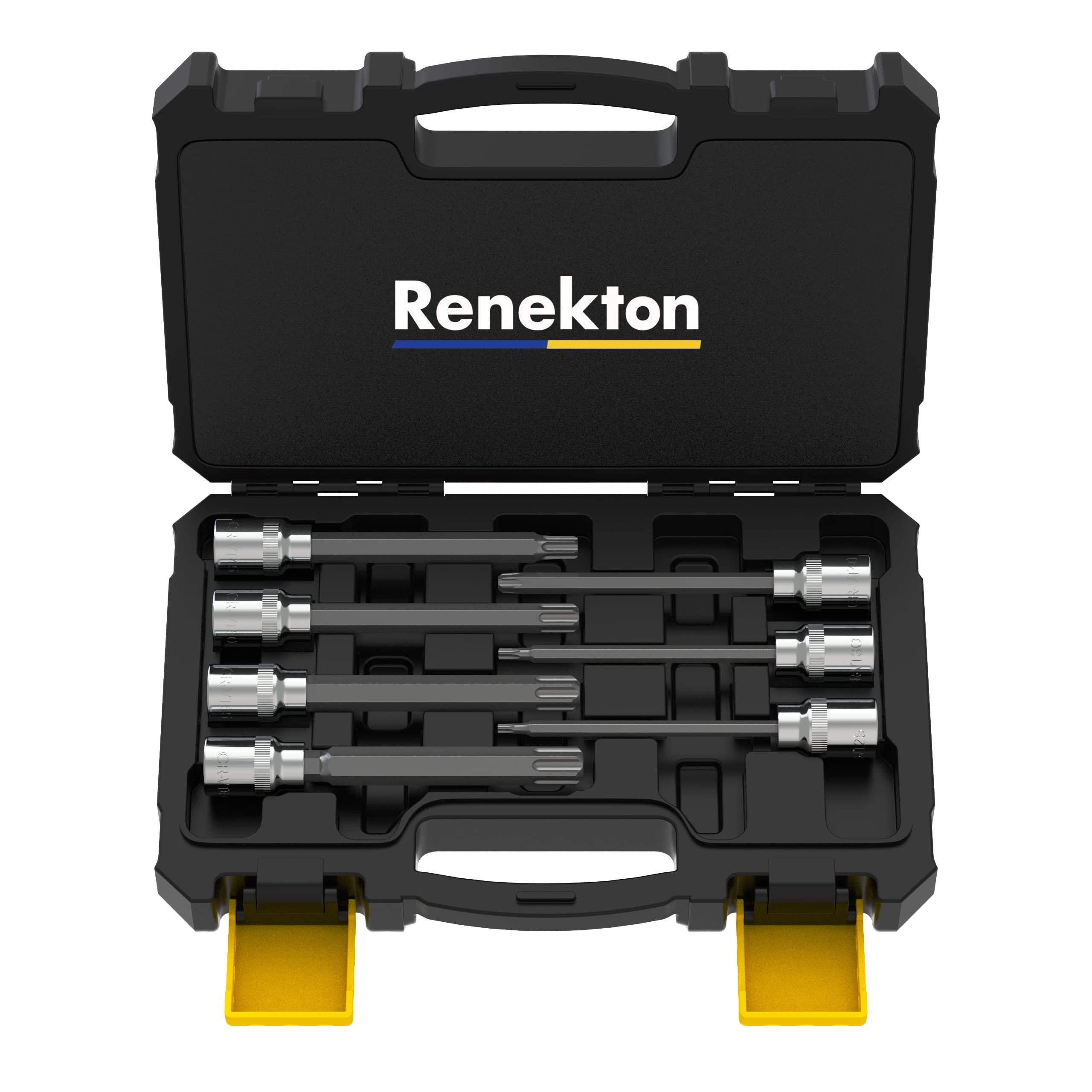 Renekton Torx Star Bit Socket Set,1/2" 3/8" 1/4" Drive, T8 - T70, S2 and Cr-V Steel,13 Pieces