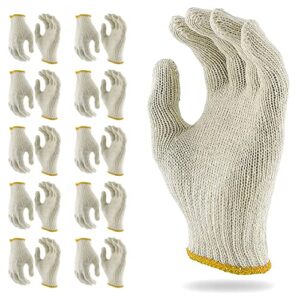 abc string knit gloves work cotton gloves for men, women reusable cotton work gloves, breathable working grip gloves