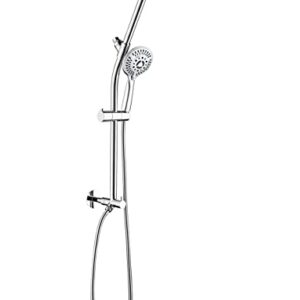 BRIGHT SHOWERS Rain Shower Heads System Solid Brass Sliding Bar with Height Adjustable High Pressure Handheld Shower Head, No Drilling Installation Option Provided