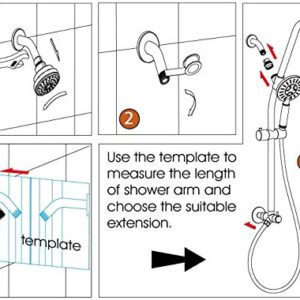 BRIGHT SHOWERS Rain Shower Heads System Solid Brass Sliding Bar with Height Adjustable High Pressure Handheld Shower Head, No Drilling Installation Option Provided