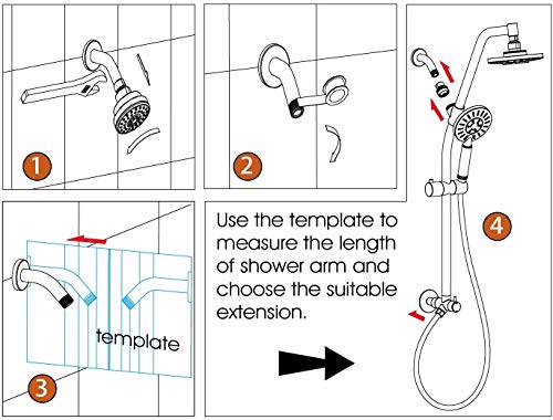 BRIGHT SHOWERS Rain Shower Heads System Solid Brass Sliding Bar with Height Adjustable High Pressure Handheld Shower Head, No Drilling Installation Option Provided