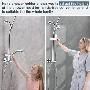 BRIGHT SHOWERS Rain Shower Heads System Solid Brass Sliding Bar with Height Adjustable High Pressure Handheld Shower Head, No Drilling Installation Option Provided