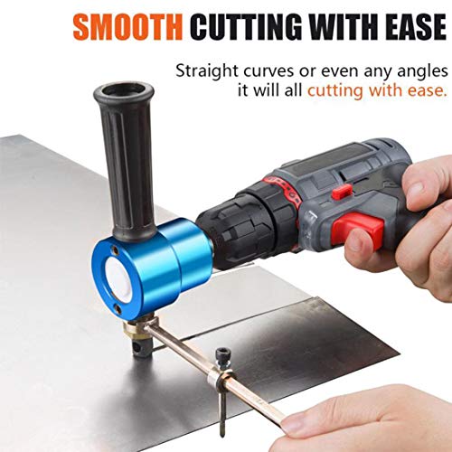 REXBETI Double Head Sheet Nibbler Metal Cutter, Quality Nibbler Drill Attachment for Straight Curve and Circle Cutting, Maximum 14 Gauge Steel