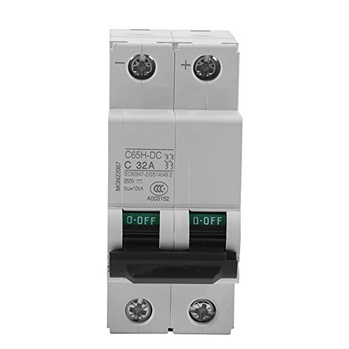 Akozon 2P 250V Low-Voltage DC Miniature Circuit Breaker 32A Breaker DC Circuit Amp Solar Double Pole for Solar Panels Grid System Wind and Solar Hybrid System