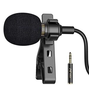 pop voice lapel microphone lavalier mic - noise cancelling 16 feet lav mic for iphone android & windows smartphones, youtube, interview, studio, video recording (single head omnidirectional condenser)