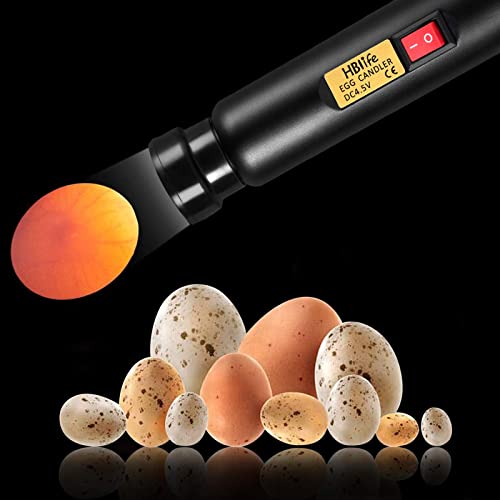 HBlife Bright Cool LED Light Egg Candler Tester for Watching Eggs Development, with 2 Soft Rubber Attachments for Eggs, Powered by Power Cord Only