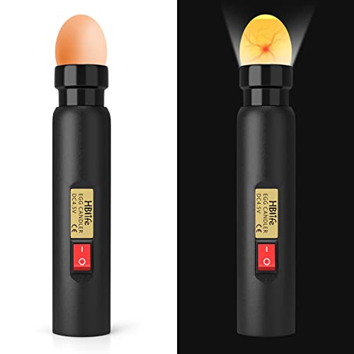 HBlife Bright Cool LED Light Egg Candler Tester for Watching Eggs Development, with 2 Soft Rubber Attachments for Eggs, Powered by Power Cord Only