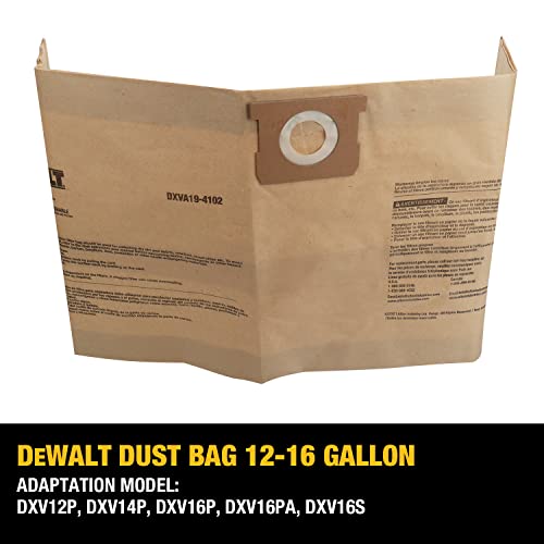 DEWALT DXVA19-4102 Dust Bag Fits for 12-16 Gallon Wet/Dry Vacuum Compatible with DXV12P DXV14P DXV16P DXV16PA DXV16S,3 Pack