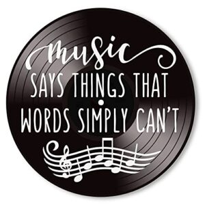 music says things quote on a repurposed upcycled vintage vinyl record album wall decor