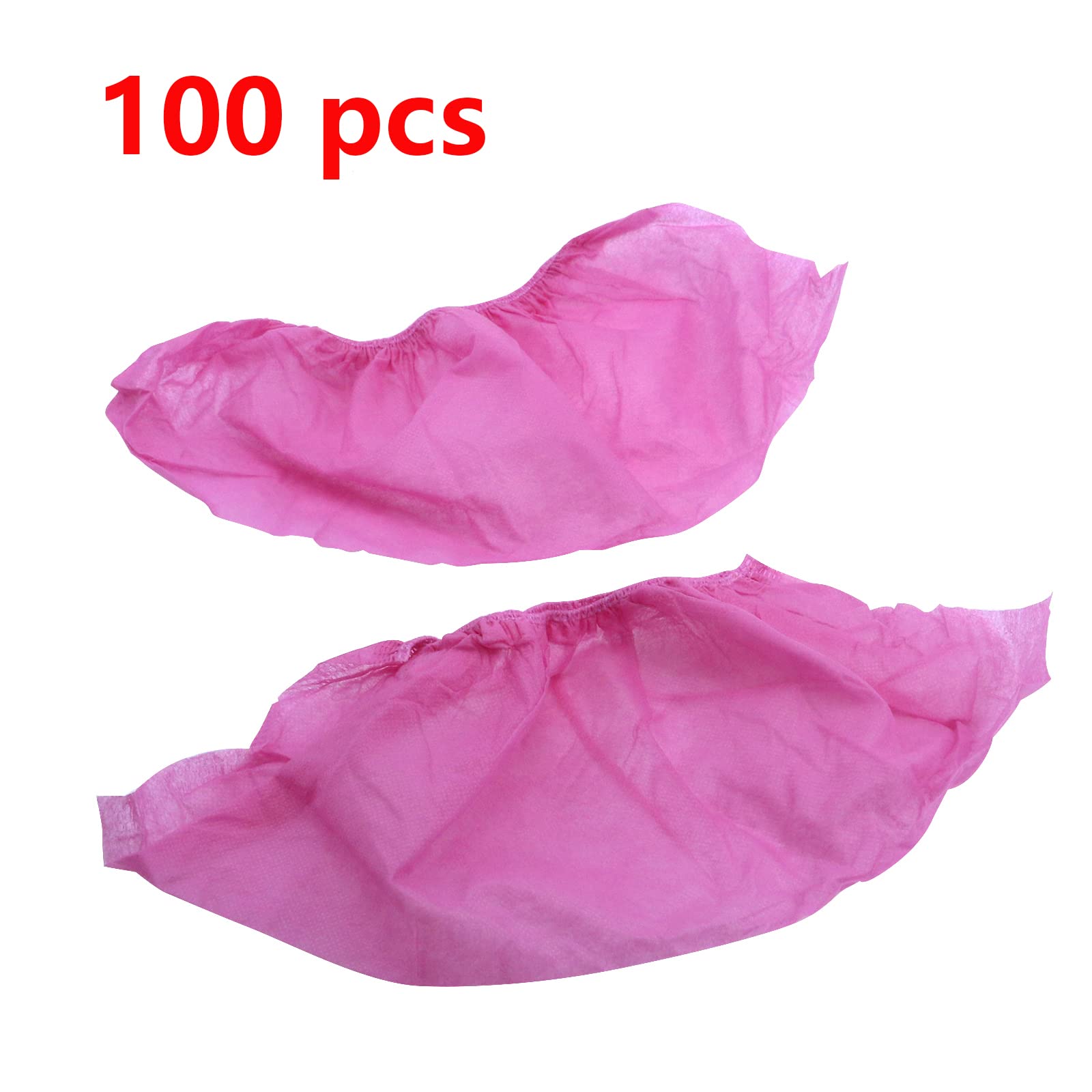 Antrader 100 Pieces Disposable Shoe Covers Floor the Size Fits All Overshoes Indoor Shoes Covers For Ladies and Mens Pink