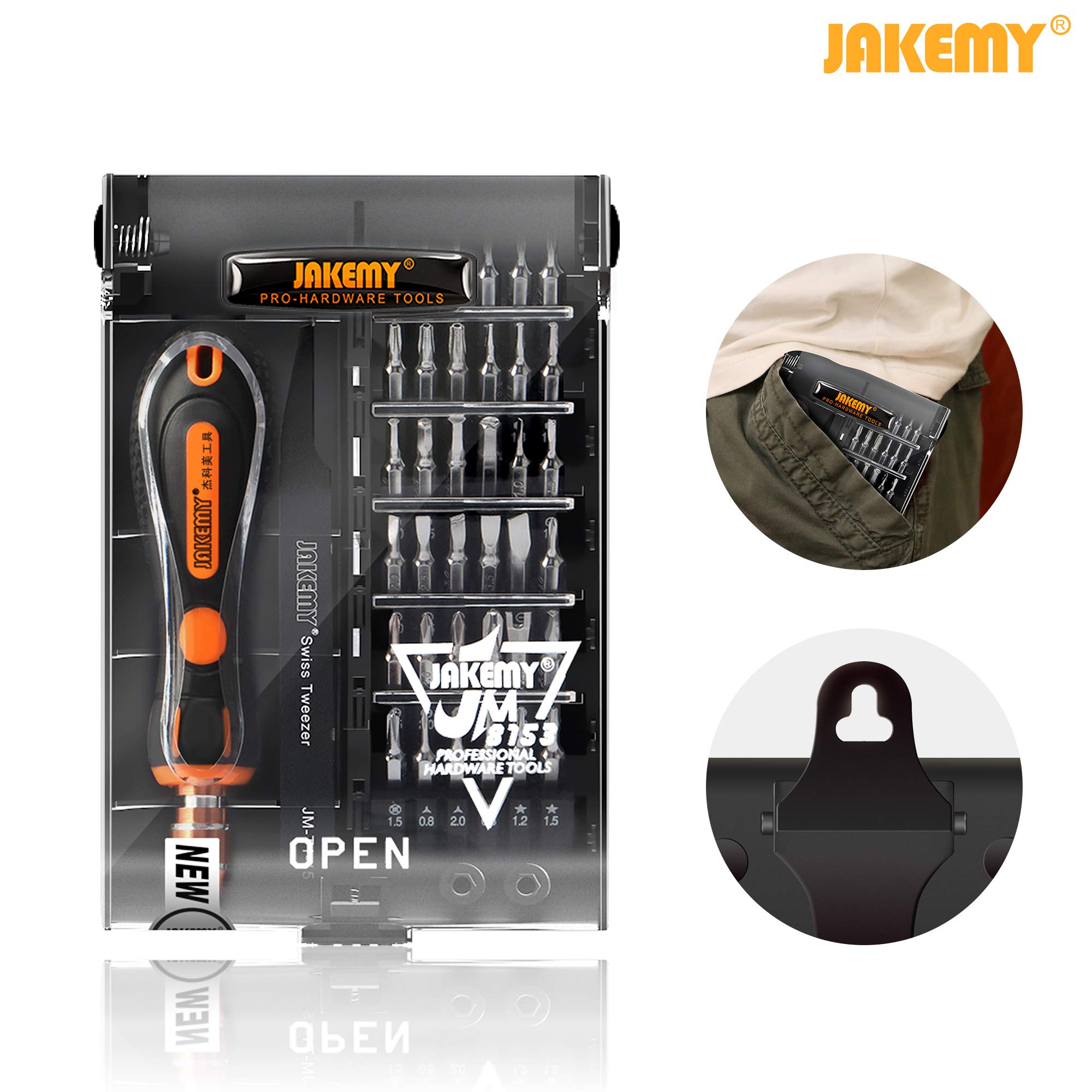 JAKEMY 39 in 1 Screwdriver Set Precision Repair Tool Kit with 36 Magnetic Driver Bits Screwdriver Kit for iphone 11/X/8/7 Plus Cell Phone Macbook Laptop PC Black