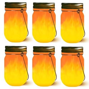 solar mason jar lights, 6 pack 30 led string fairy star firefly glass jar lights,6 hangers and 6 jars included, best for mason jar decor,patio garden decor solar laterns table lights